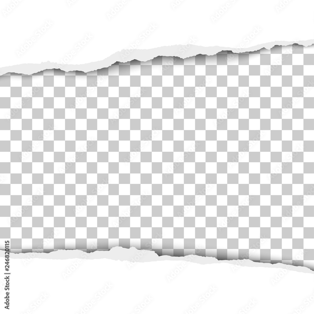 Snatched middle of white paper which edges have soft shadow. Hole has ...