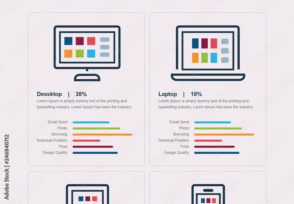 Comparison Infographic with 4 Devices Stock Template | Adobe Stock