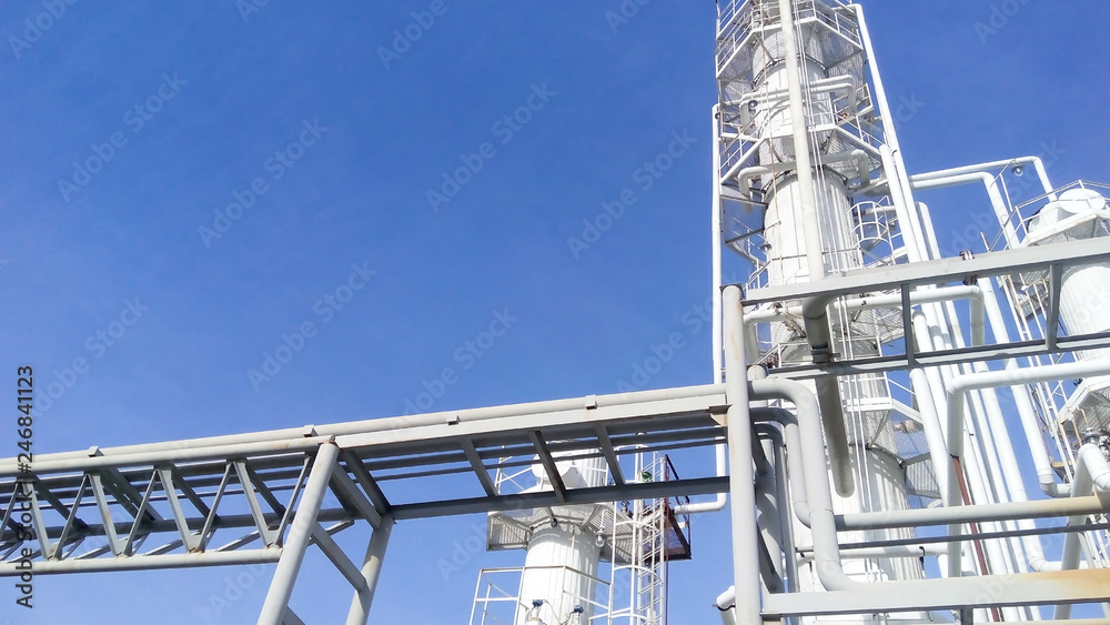 Distillation columns and heating furnace Stock Photo | Adobe Stock