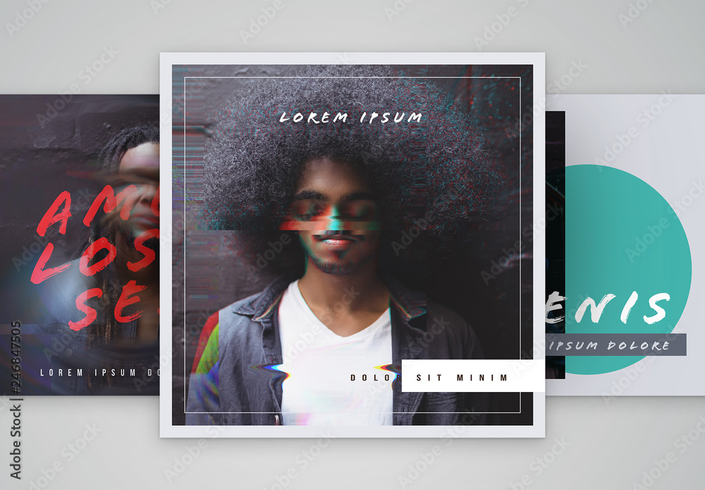 Social Media Post Layouts with Overlapping Text Stock Template | Adobe ...