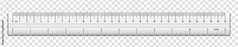Realistic plastic white tape ruler isolated on transparent background ...