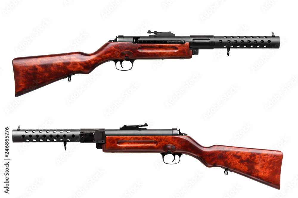 vintage machine gun isolated on white Stock Illustration | Adobe Stock