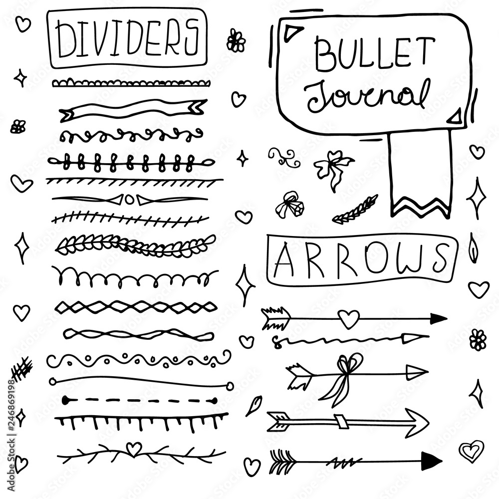 Set of Cute Hand drawn Doodle Banners isolated on white background for ...