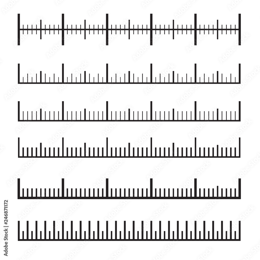 Vector set of metric rulers in flat style. Measuring scales. Mackup for ...