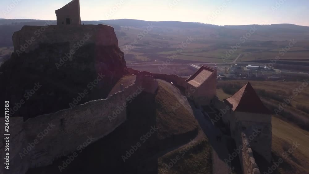 The ruins of a medieval era fortification in Romania, Rupea Fortress ...