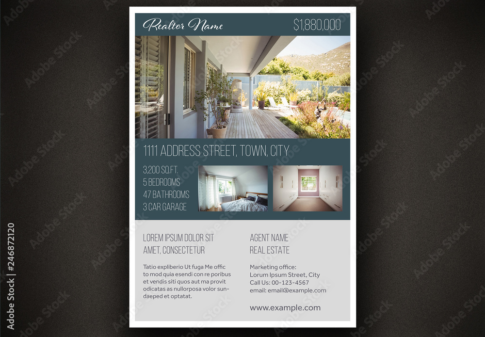 Beige and Dark Green Flyer Layout Stock Template | Adobe Stock