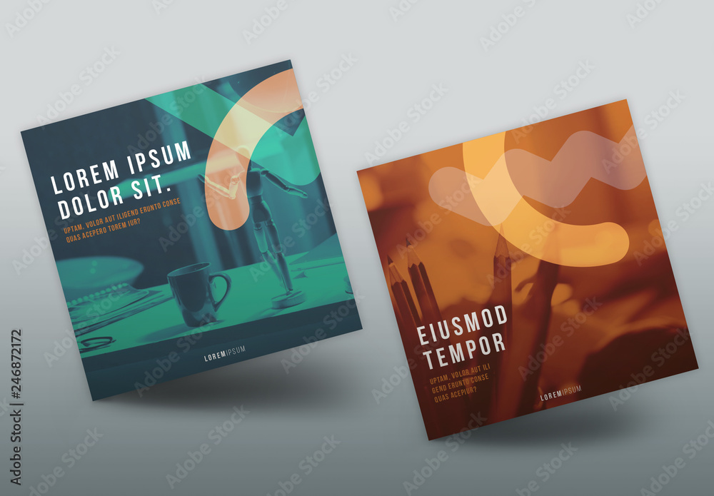 Social Media Post Layouts with Overlay Elements and Photos Stock ...