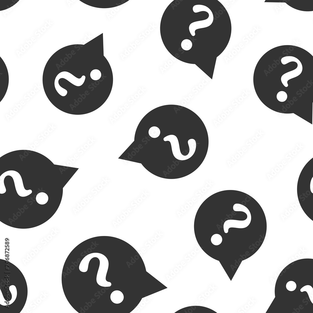 Question mark icon seamless pattern background. Discussion speech ...
