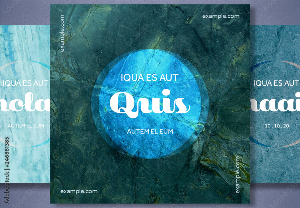 Social Media Post Layout Set with Marble Elements Stock Template ...