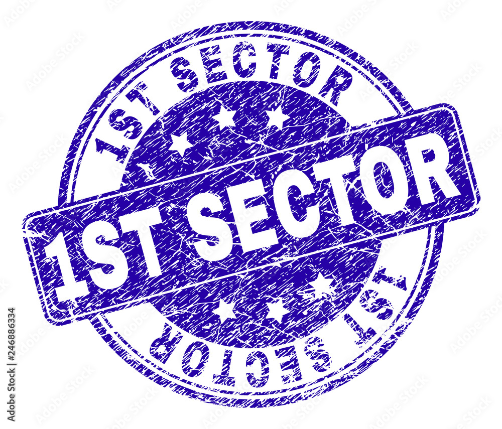 1ST SECTOR stamp seal watermark with grunge texture. Designed with ...