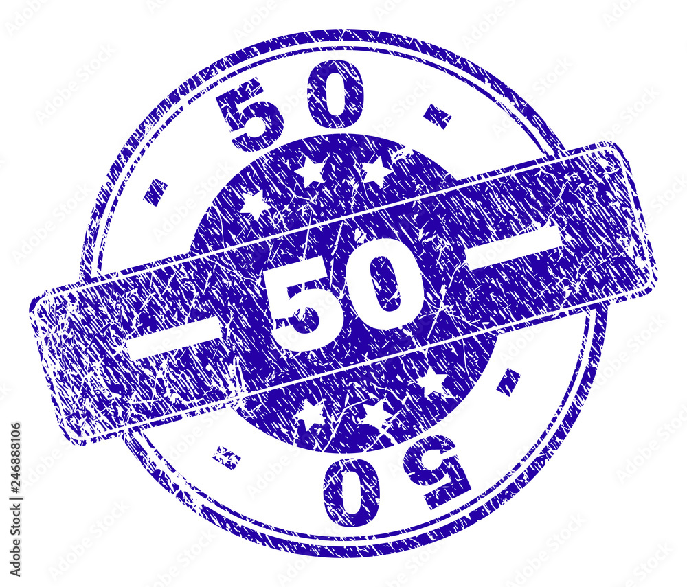 50 stamp seal watermark with grunge texture. Designed with rounded ...