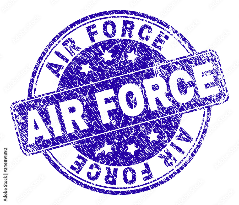 AIR FORCE stamp seal watermark with grunge style. Designed with rounded ...
