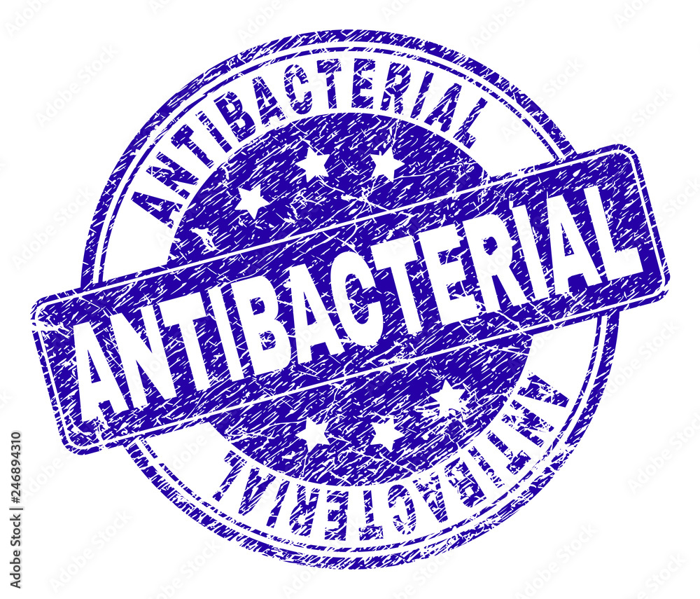 ANTIBACTERIAL stamp seal watermark with distress texture. Designed with ...