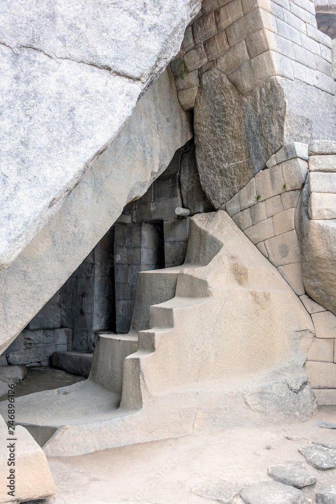 Altar and Stairs Inca Sun Temple Machu Picchu Peru Stock Photo | Adobe ...