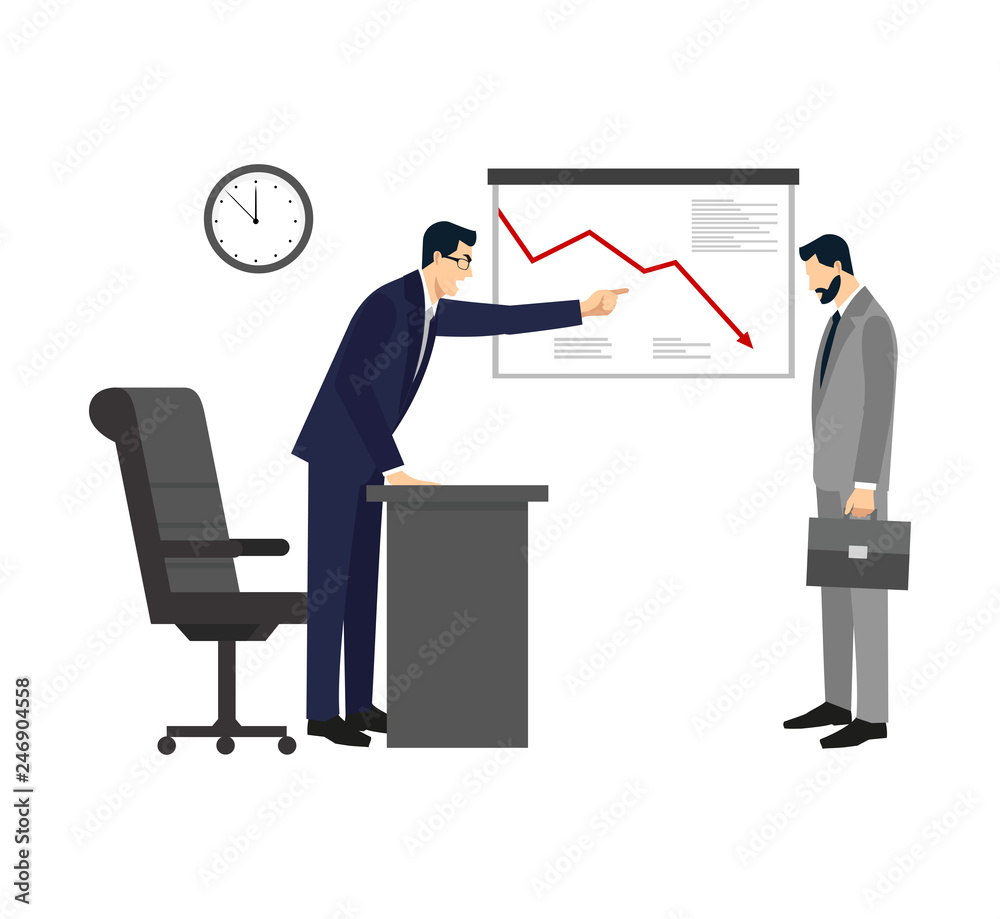 The chief shouts at the subordinate in connection with falling of sales ...