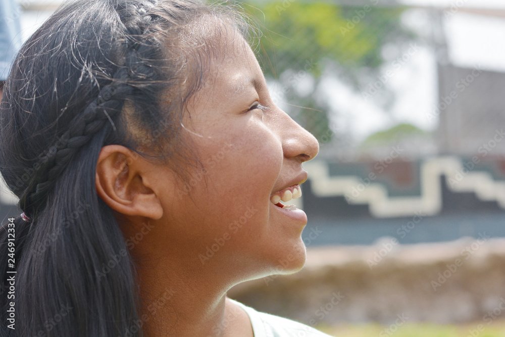 Native american girl laughing outside. Stock Photo | Adobe Stock