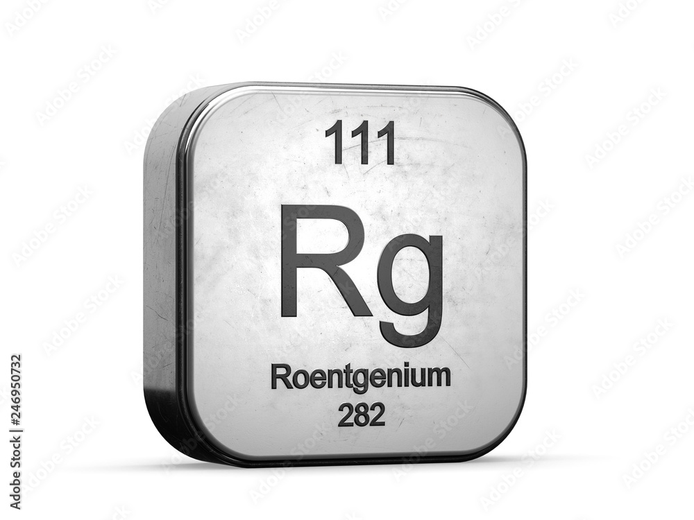 Roentgenium element 119 from the periodic table series. Metallic icon ...