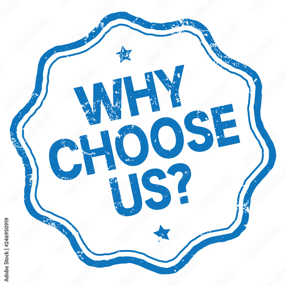 Why Choose Us. Vector Blue Stamp. Stock Vector | Adobe Stock