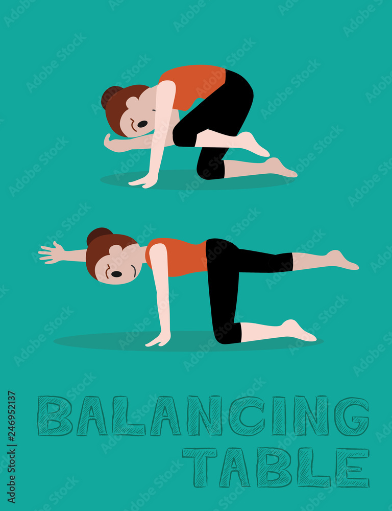 Yoga Balancing Table Cartoon Vector Illustration Stock Vector | Adobe Stock