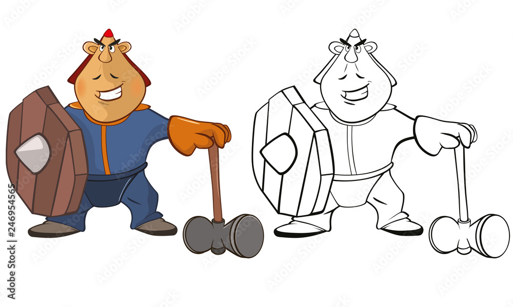 Vector Illustration of a Soldier Mongol. Coloring Book Cartoon Stock ...