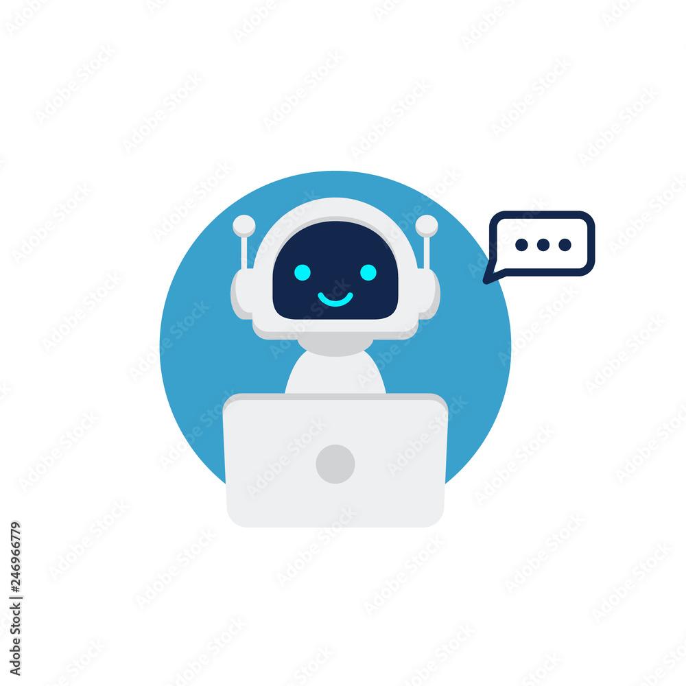 Robot icon. Chat Bot sign for support service concept. Chatbot ...
