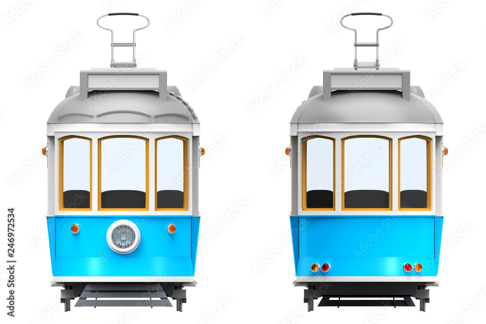 old tram cartoon front and back Stock Illustration | Adobe Stock