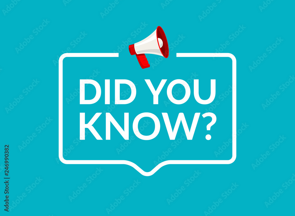 Did you know text in speech bubble message. Question banner or wisdom ...
