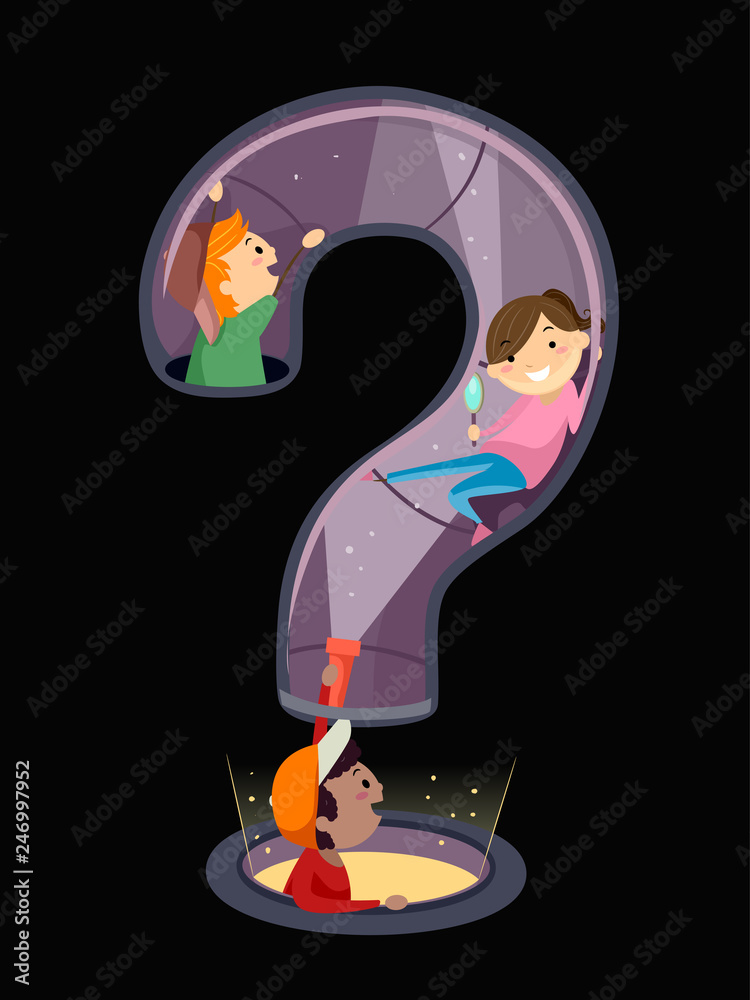 Stickman Kids Play Question Mark Illustration Stock Vector | Adobe Stock