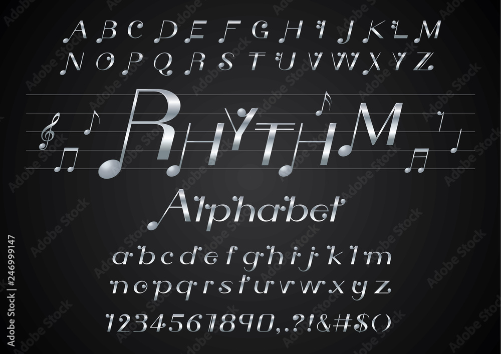 vector of music note font and alphabet Stock Vector | Adobe Stock