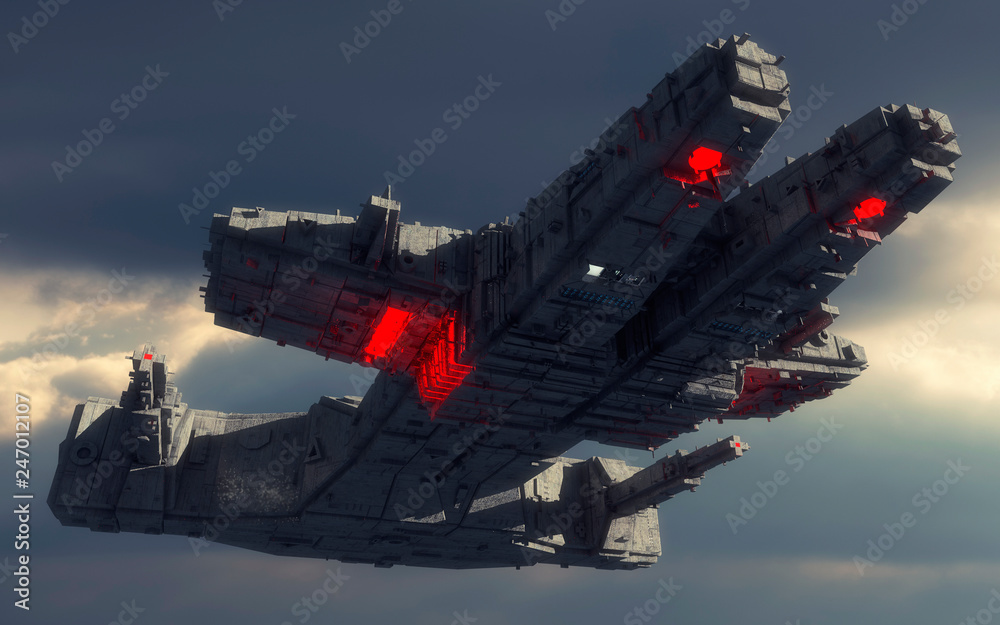 3d render. Futuristic spaceship concept Stock Illustration | Adobe Stock