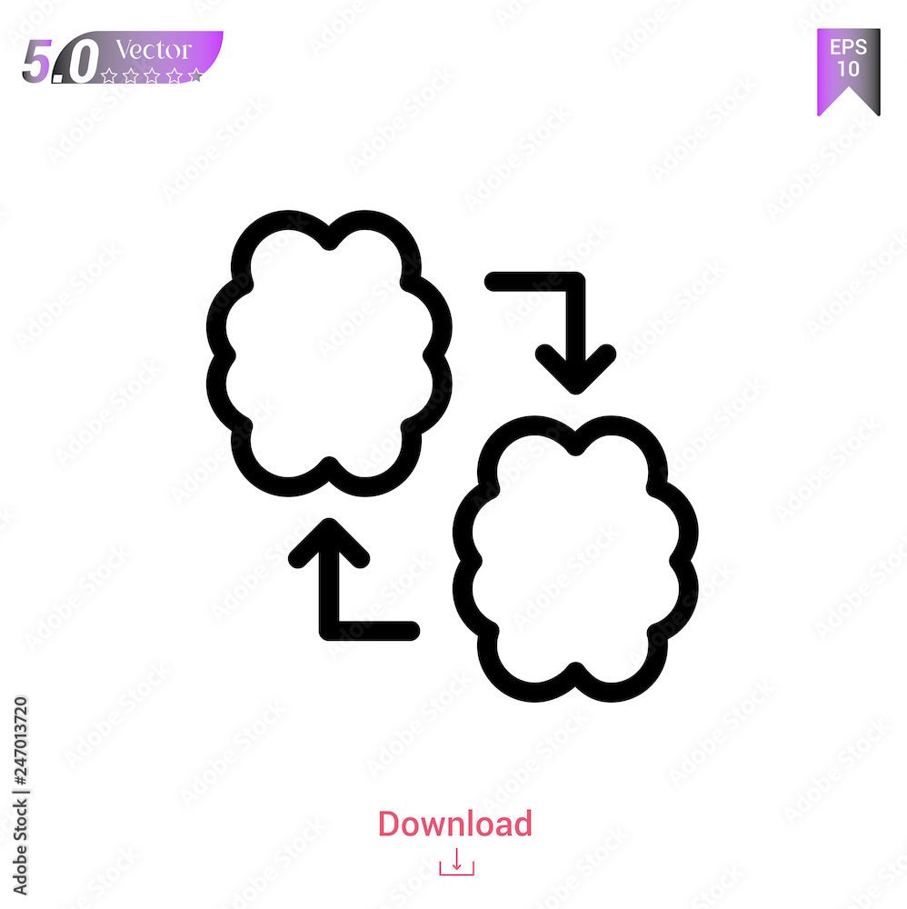 Outline knowledge-transfer icon isolated on white background. Line ...