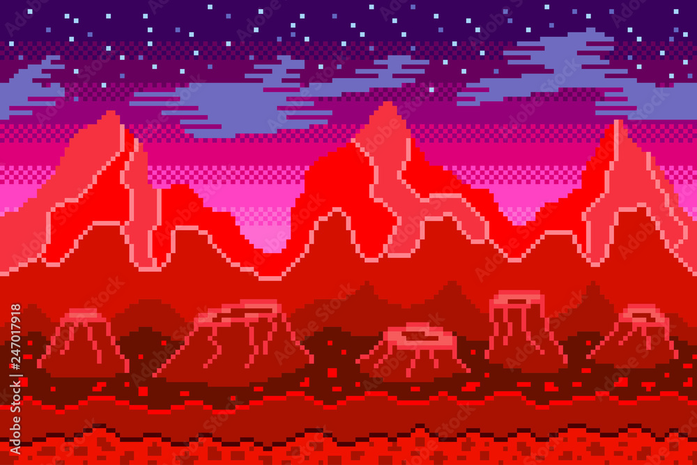 Pixel art mars background detailed vector illustration Stock Vector ...