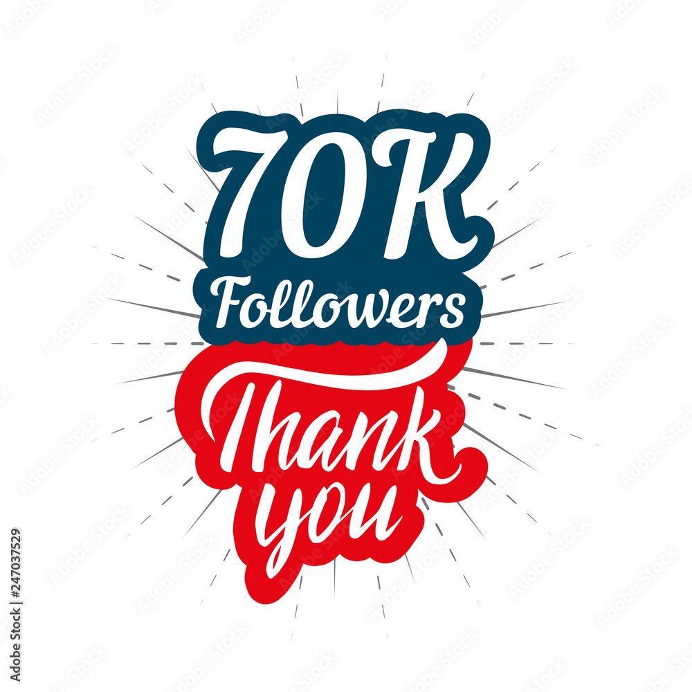 Thank you 70K followers card for celebrating many followers in social ...