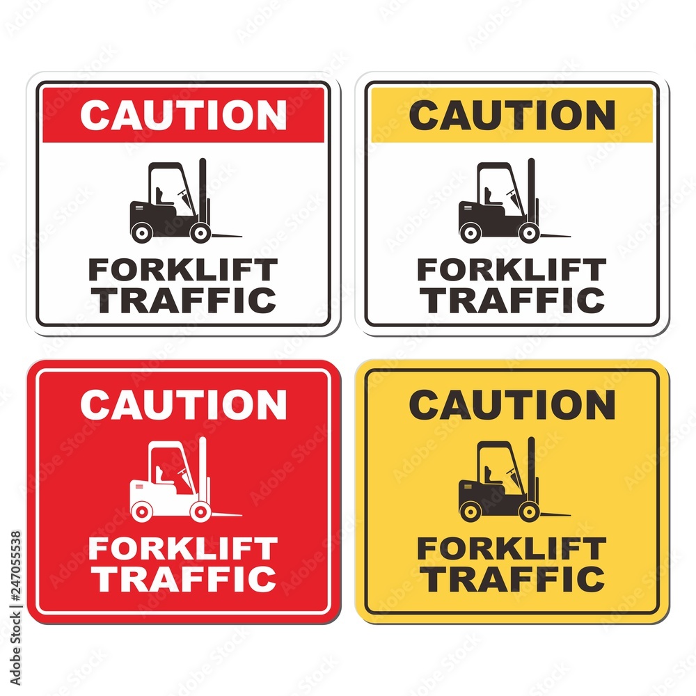 caution forklift traffic signs - vector sets Stock Vector | Adobe Stock