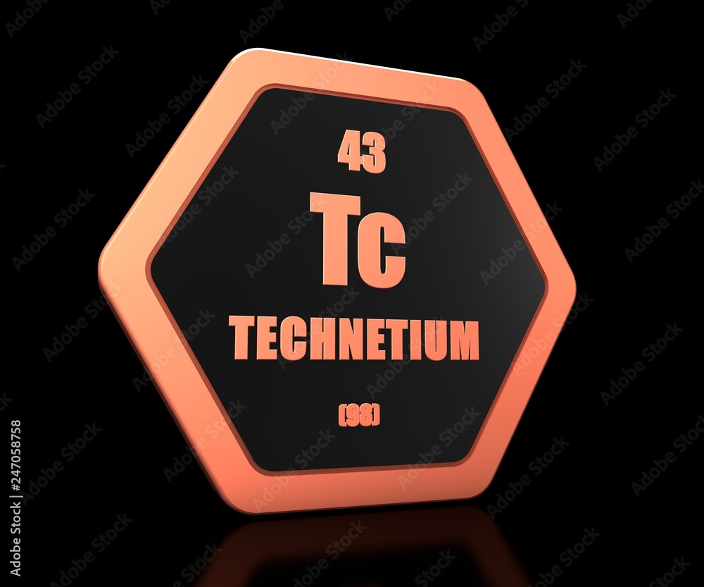Technetium chemical element periodic table symbol 3d render Stock ...