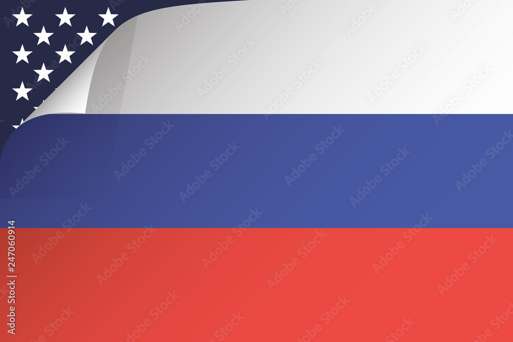 Russian flag falls off, US flag in the background Stock Vector | Adobe ...