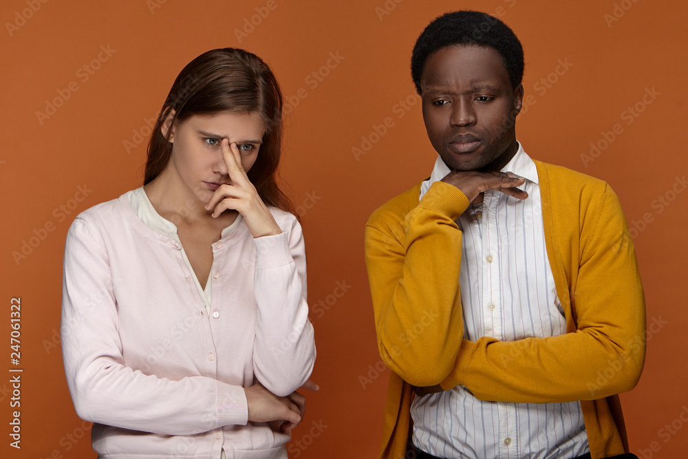 Emotions, feelings and reaction. Studio image of stylish young ...