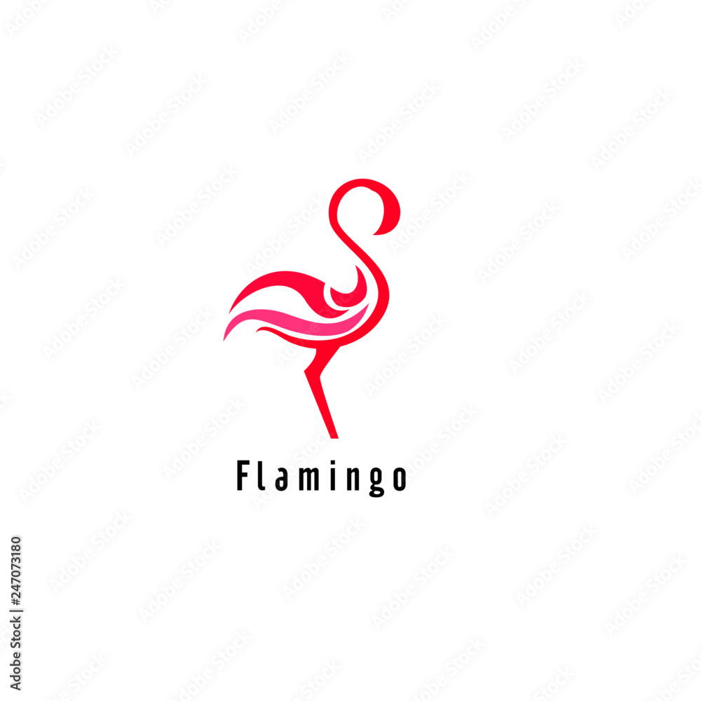 Flamingo logo design Vector Image Stock Vector | Adobe Stock