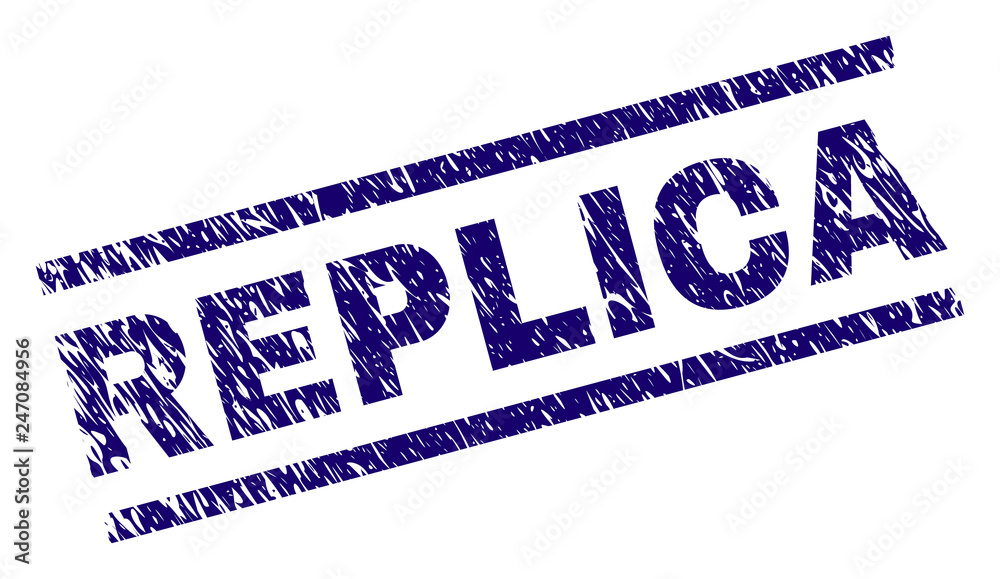 Vecteur Stock REPLICA seal print with scratced style. Blue vector ...