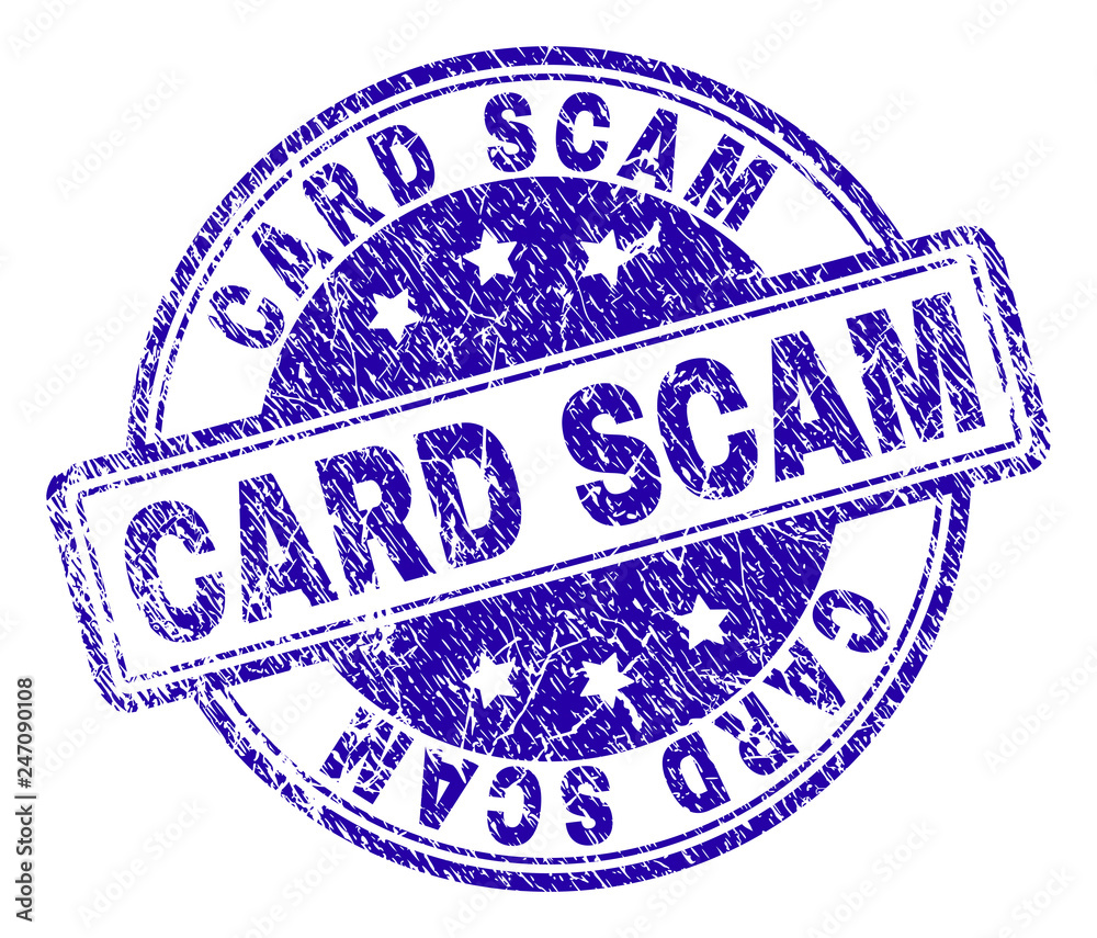 CARD SCAM stamp seal imprint with grunge effect. Designed with rounded ...
