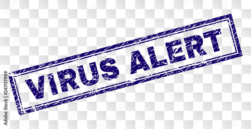 VIRUS ALERT stamp seal print with rubber print style and double framed ...