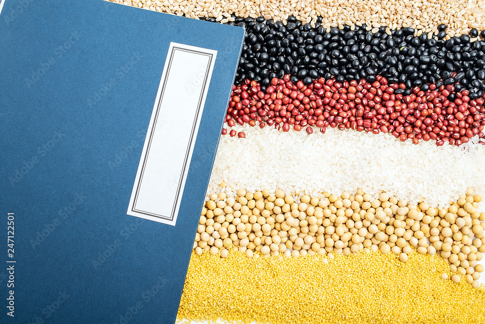 Full screen of cereal beans and blank pages Stock Photo | Adobe Stock