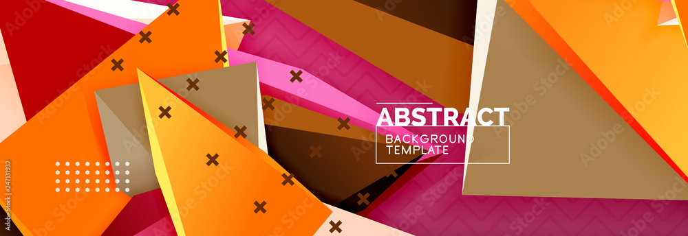 3d triangular shapes geometric background. Origami style pattern with ...