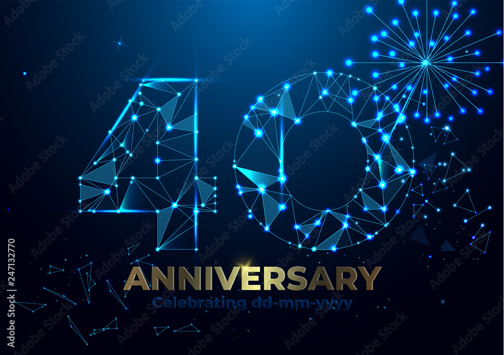 Anniversary 40. Geometric polygonal Anniversary greeting banner. gold ...