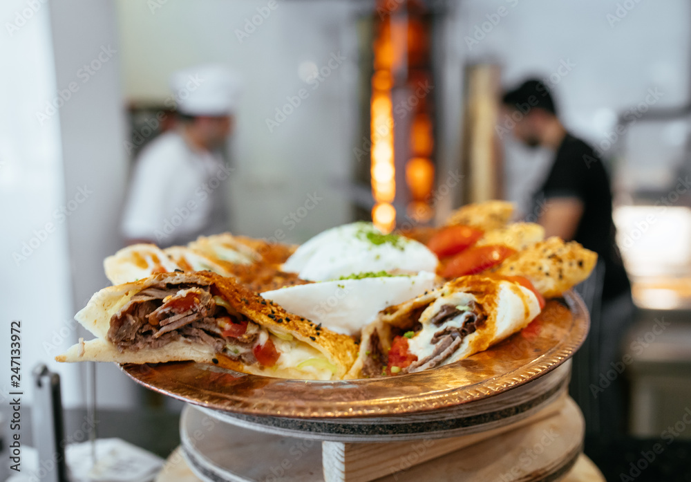 Turkish Doner Kebab, Shawarma or Gyros. Traditional Turkish Doner Kebab ...