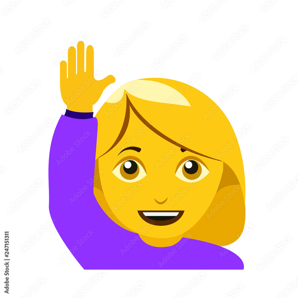 Raising hand woman emoji Stock Vector | Adobe Stock