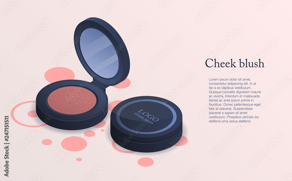 Cheek blush concept background. Isometric illustration of cheek blush ...