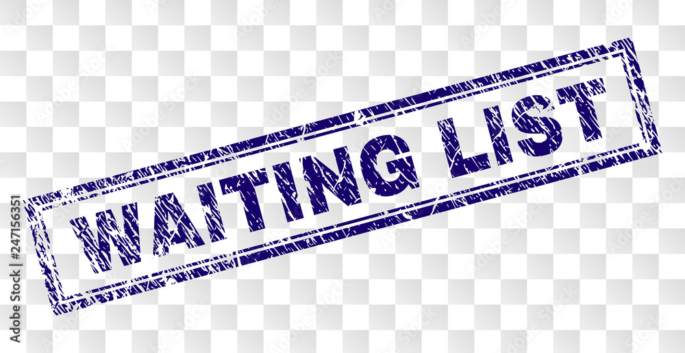 WAITING LIST stamp seal imprint with rubber print style and double ...