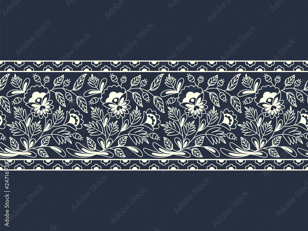vintage white floral seamless border design. seamless template in ...