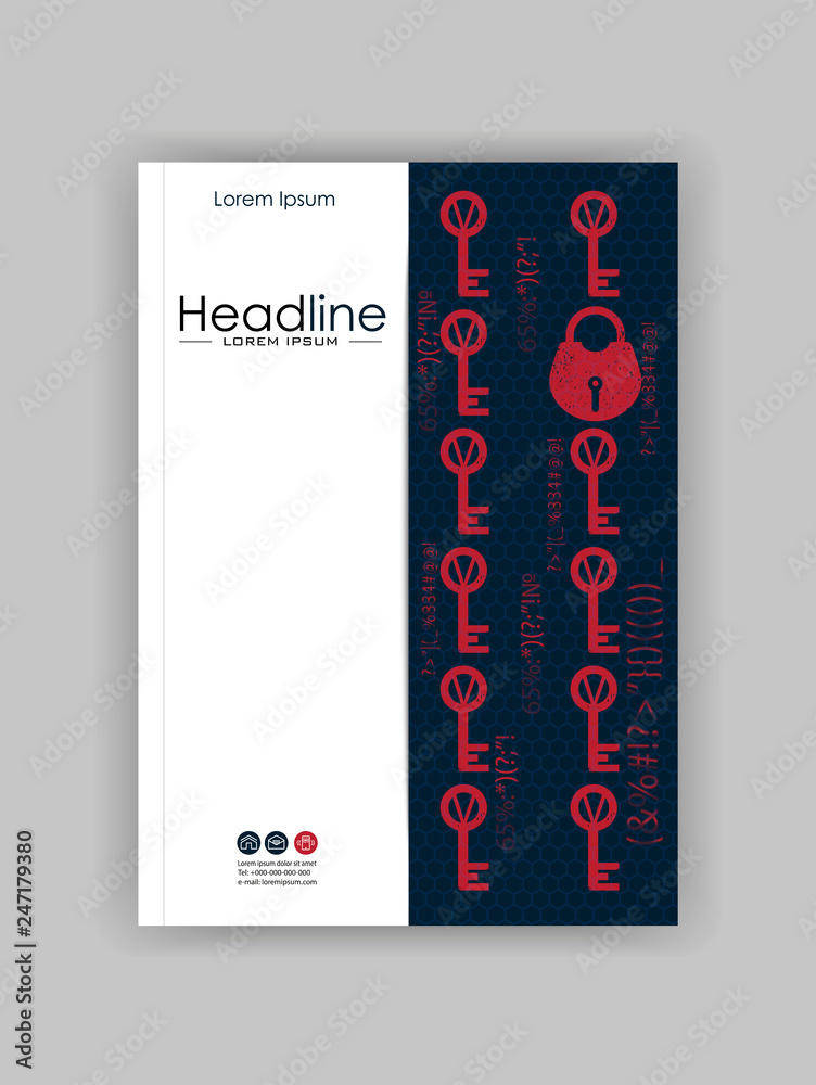 A4 Business Technology Book Cover Design Template. Lock and key. Good ...